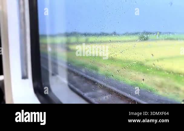 View from the train window. Beautiful view from the window of a long ...