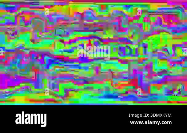 Abstract art of blinking psychedelic colorful distorted lines, with ...