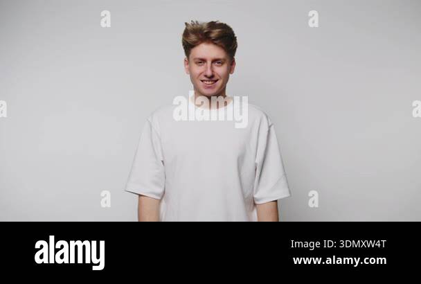 A person demonstrates various hand gestures and facial expressions in ...