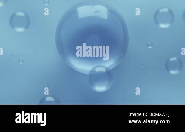 Molecule structure and water drop. 3D rendering of H2O with falling ...