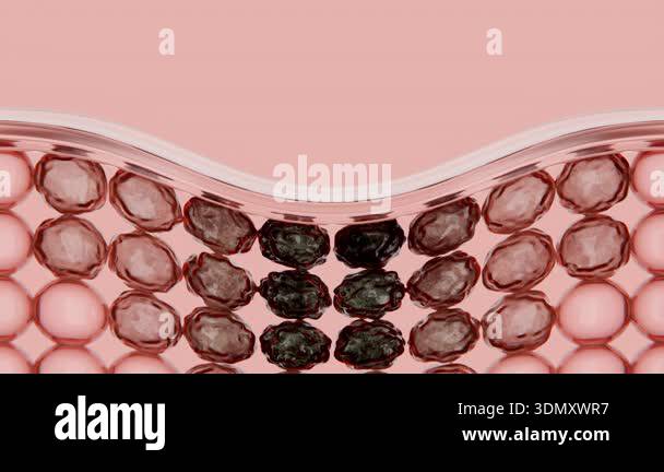 3D skincare animation of serum penetrating skin layers to repair ...