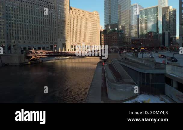 USA Chicago IL 25 Jan 2026. Aerial wide view of Chicago downtown with ...