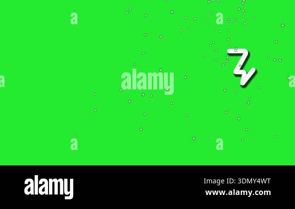 Animated white lightning bolt with shadow effect on a green screen with ...