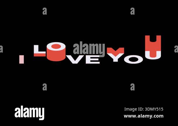 Creative Typography 'I Love You' Text Effect ,The dynamic motion and ...