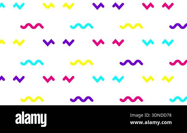 Animated colorful decorative wavy lines is drawn. Linear pattern ...