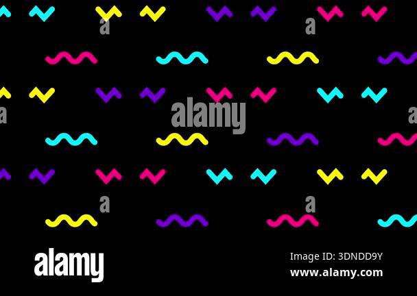 Animated colorful decorative wavy lines is drawn. Linear pattern ...