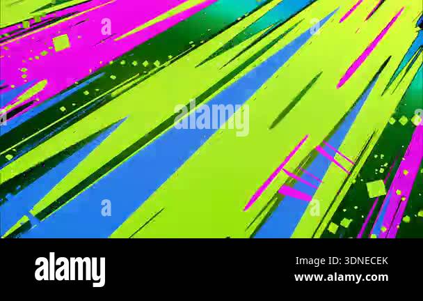 Abstract diagonal stripe background, green lime surface with blue pink ...