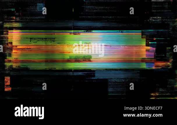 Abstract glitch background with horizontal color bands, green yellow ...
