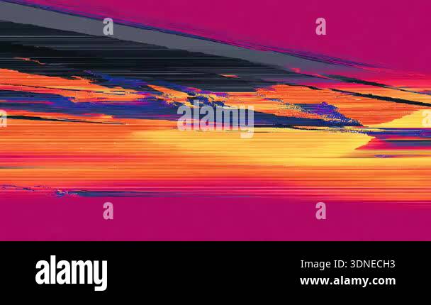 Abstract glitch background with horizontal paint smears, neon orange ...