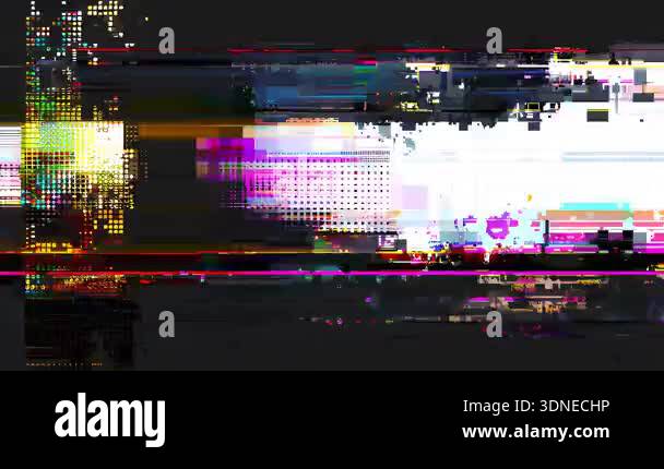 Heavy glitch distortion, broken digital screen, pixel noise blocks ...