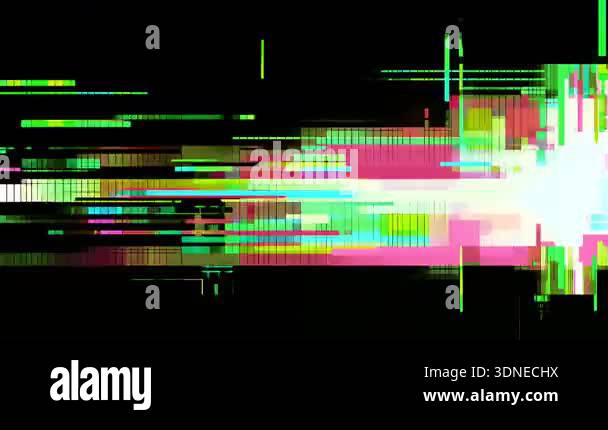 Glitch pattern background with bright light burst, neon green red ...