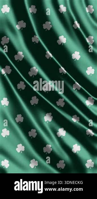 Waving flag seamless repeating shamrock pattern green background ...
