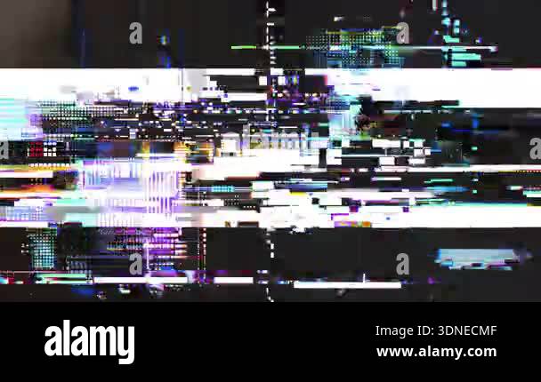 Abstract glitch distortion, digital noise background, horizontal ...