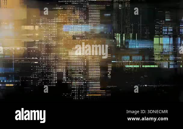 Abstract glitch grid, digital noise layers, broken data lines, cyber ...