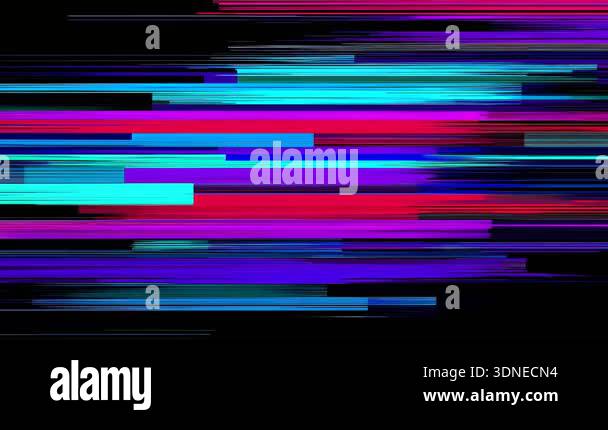 Colorful horizontal glitch stripes, neon magenta cyan blue bands ...