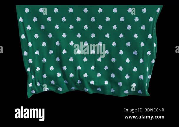 Waving flag seamless repeating shamrock pattern green background ...