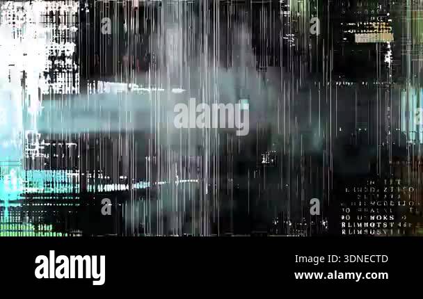 Abstract digital glitch background with layered grid distortion ...