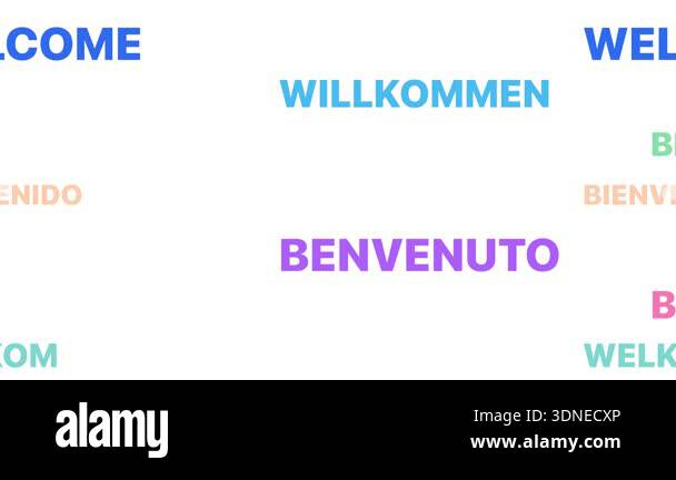 Clean typographic visual showing the word Welcome in multiple languages ...