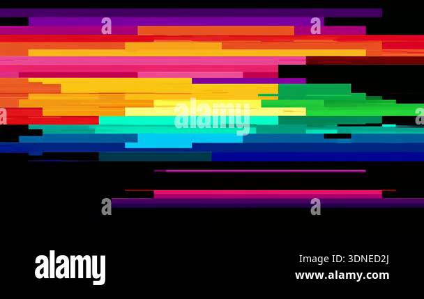 Retro glitch sunset colors, horizontal digital bands, rainbow gradient ...