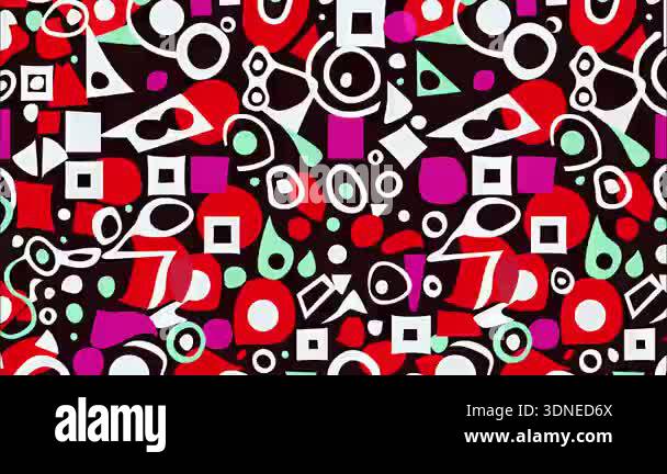 funky flat vector pop art cartoon geometric 2D shapes abstract retro ...
