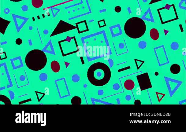funky pop art geometric 2D shapes cartoon flat vector abstract retro ...