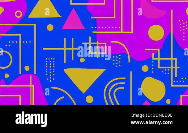 playful retro pop art cartoon geometric 2D shapes funky flat vector ...