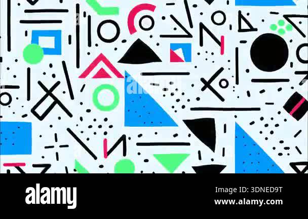 funky flat vector pop art cartoon geometric 2D shapes abstract retro ...