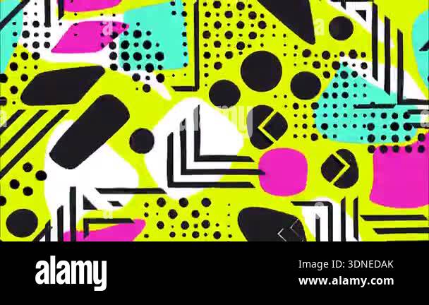 funky pop art geometric 2D shapes cartoon flat vector abstract retro ...