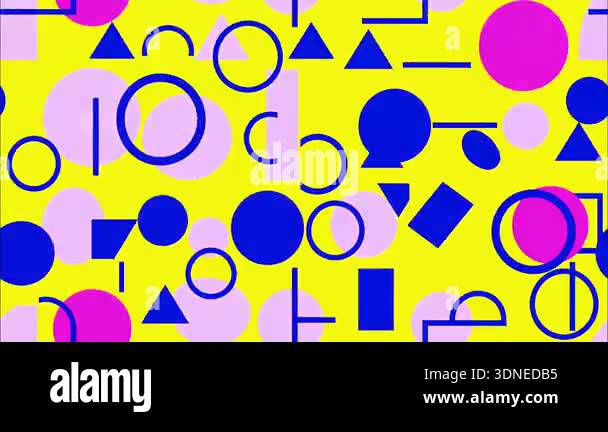 cartoon geometric 2D shapes funky pop art flat vector abstract retro ...