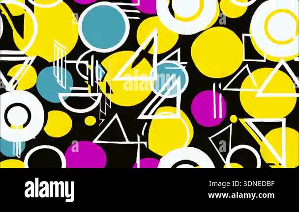 geometric 2D shapes pop art cartoon funky flat vector abstract retro ...