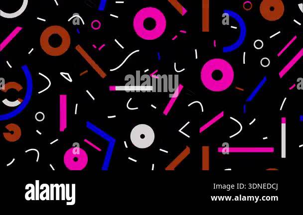 cartoon funky flat vector geometric 2D shapes pop art abstract retro ...