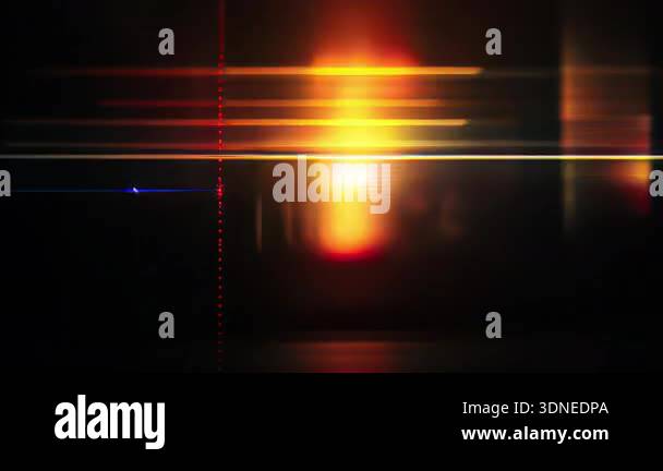 Abstract cinematic light flare background, horizontal golden light ...