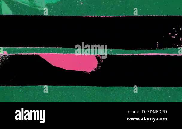 Abstract grunge painted stripes, black horizontal bands on green ...