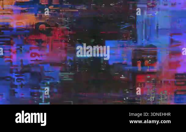 Dark glitch abstract texture with layered digital noise, distorted text ...