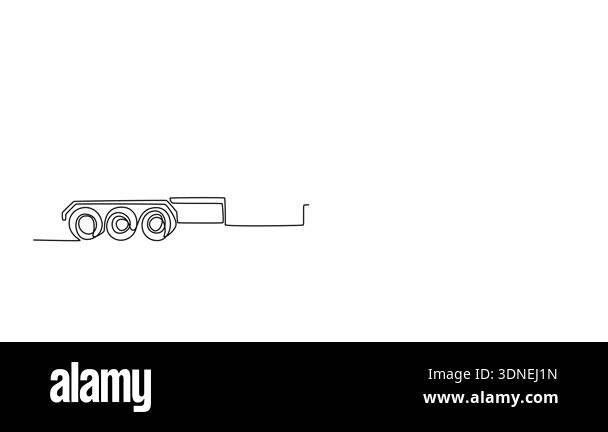 Animated self drawing of continuous line draw side view of long ...
