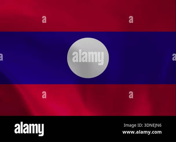 High-quality animation of the national flag of Laos waving. Featuring ...