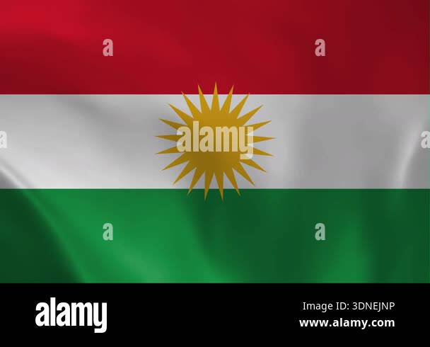 High-quality animation of the flag of Kurdistan waving in the wind ...