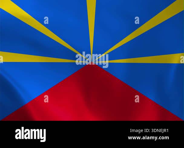 A high-definition video of the Runion (Volcano) flag featuring blue and ...