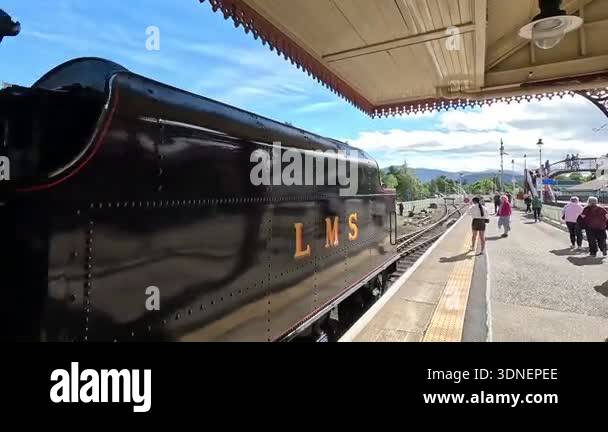 Preserved historic steam locomotives on Strathspey Railway in Scottish ...