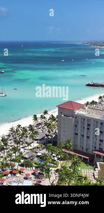 High Rise Hotels At Palm Beach In Oranjestad Aruba. Beach Landscape ...