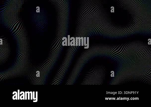 Abstract Waving lines on black Background Loop 4k animation of an ...
