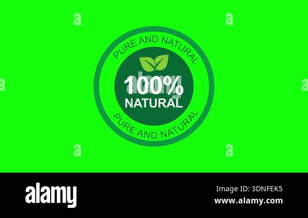 Green screen video animation showing a 100 percent natural product ...