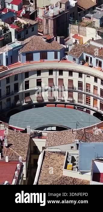 Round Square At Valencia In Comunidad Valenciana Spain. Old Town ...