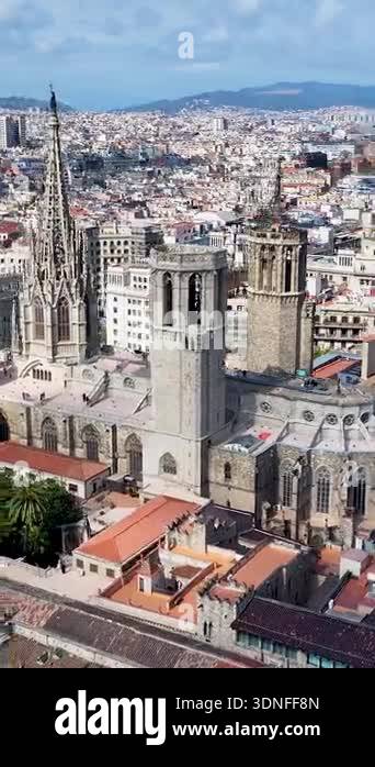 Catholic Church At Barcelona In Barcelona Province Spain. Medieval ...