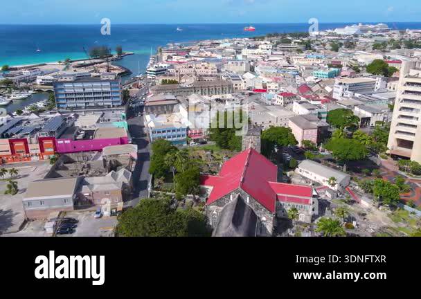 Bridgetown aerial view including Careenage (Constitution River ...