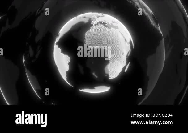 Glowing transparent Earth globe with highlighted continents rotates in ...