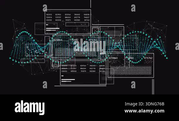 Wireframe network starting teal waveform sweeping panels, visualizing ...