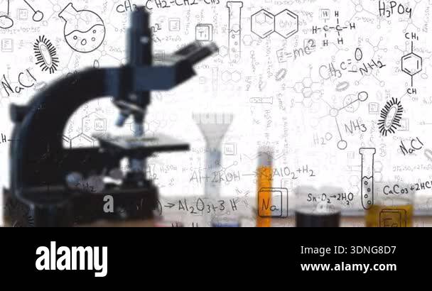 Camera shifting focus rightward microscope blurring funnel and tubes ...