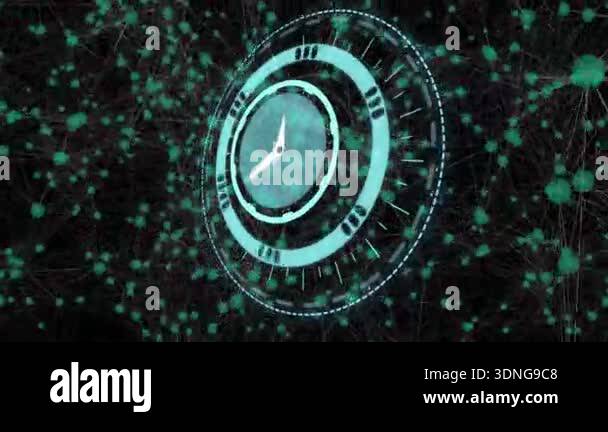 Teal HUD interface emerging on start rotating rings and pulsing arcs ...