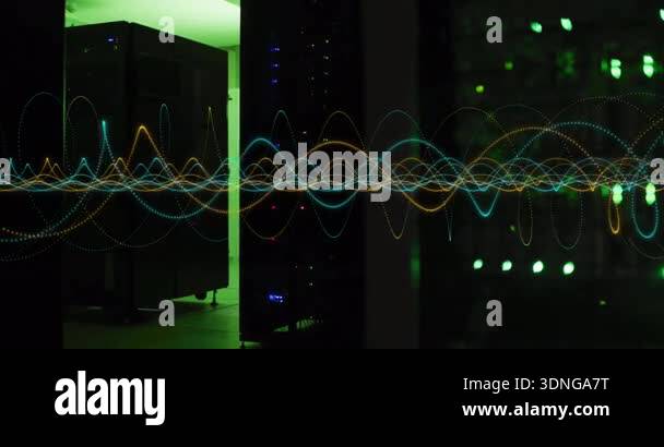 on startup multicolored waveform overlay appearing across server rack ...